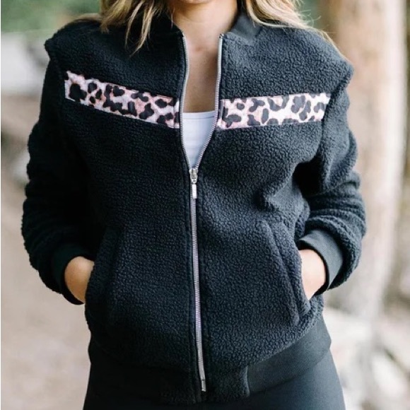 ZYIA | Jackets & Coats | Zyia Flying V Leopard Print Athleisure Casual ...